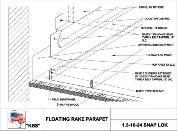 1.5 in. Snap Seam Panel Flashing Detail - Roof Panel Accessories
